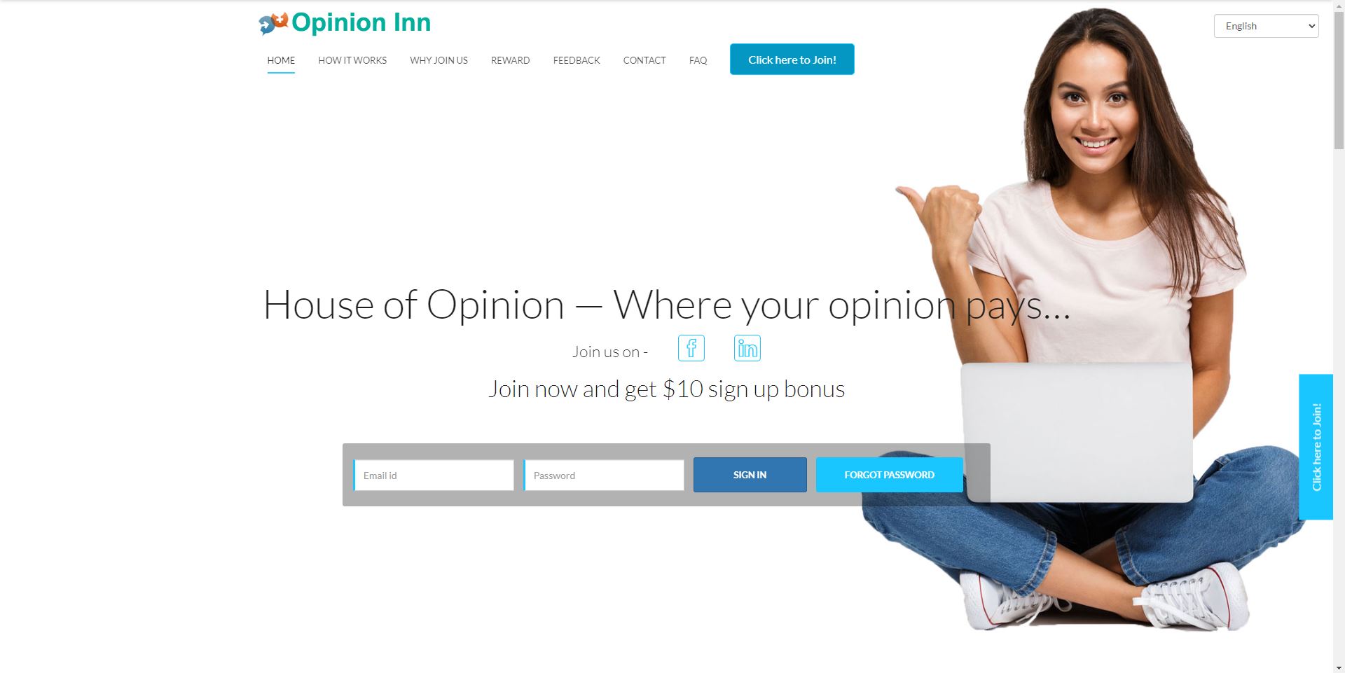 Earn 10 $ with OpinionInn - Earn From The Web